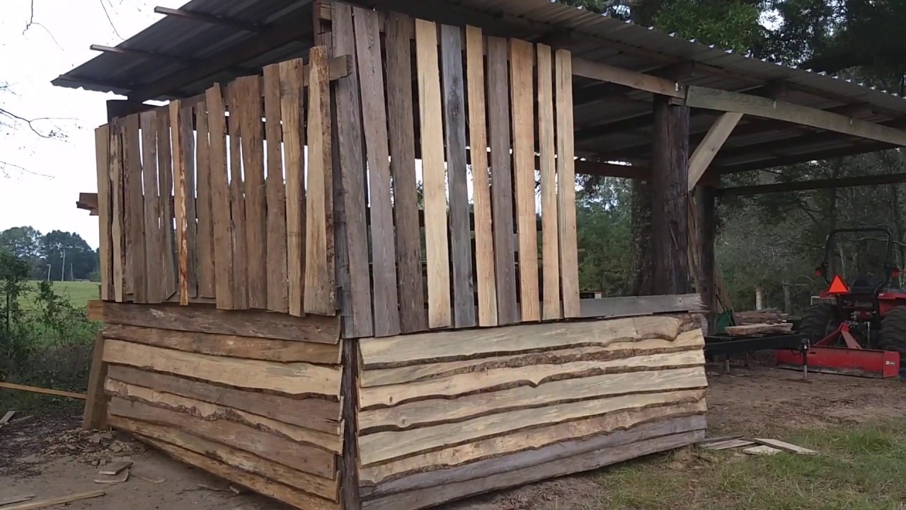 Rustic look on the sawmill building, using scrap pine! - YouTube