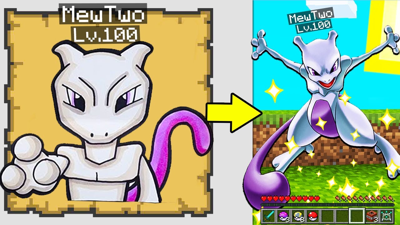 HO DISEGNATO MEWTWO LEGGENDARIO NELLA PIXELMON SU MINECRAFT ITA!! - YouTube