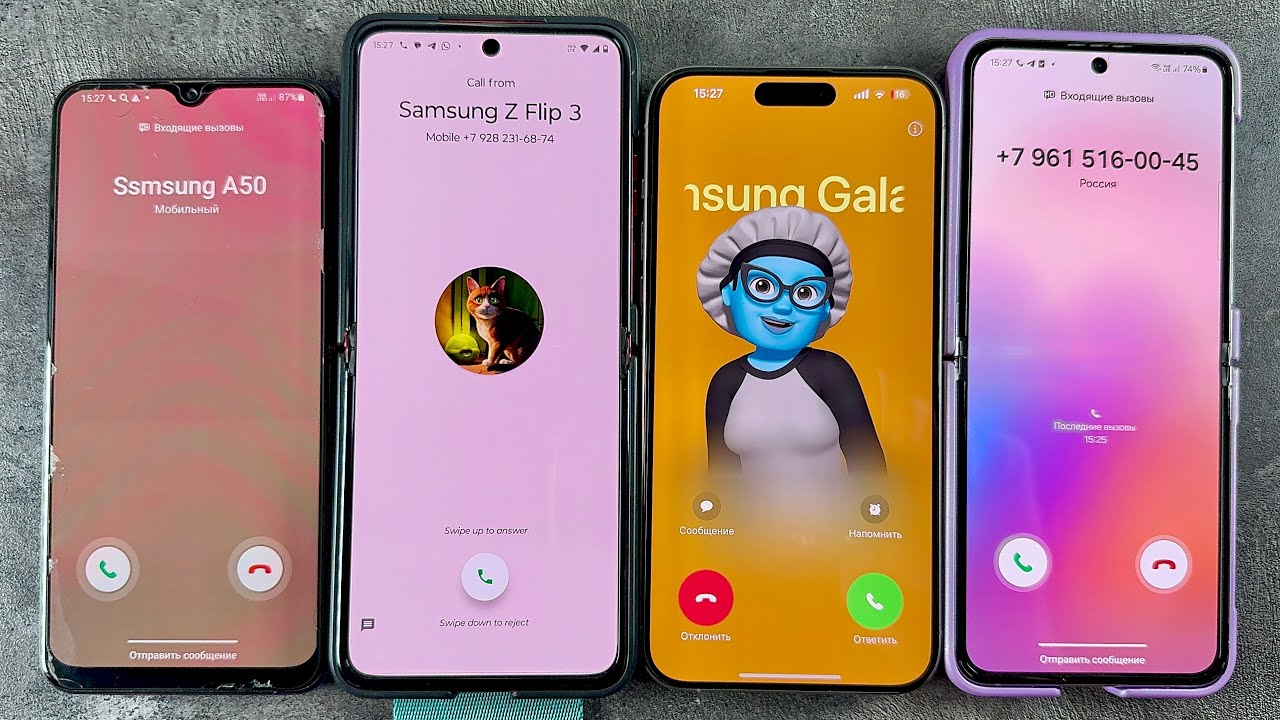 Incoming Call Samsung Galaxy A50 + Motorolla Razr 40 Ultra + IPhone 15 ...