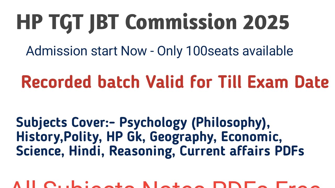 HP TGT Arts JBT Commission Upcoming Exam Preparation Recorded Batch ...