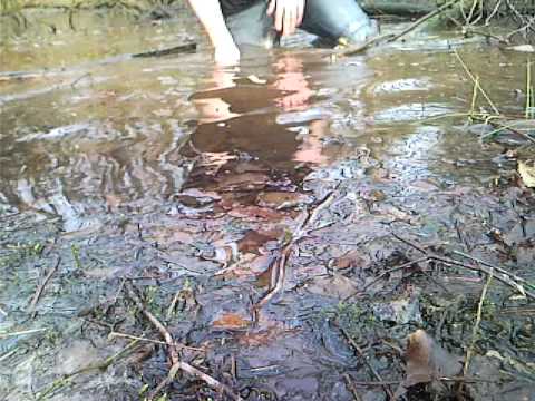 falling in muddy pond fully clothed with rubberboots on - YouTube