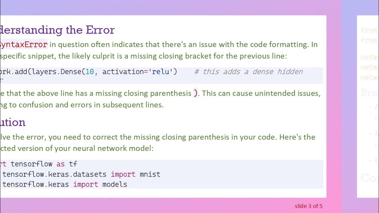 Troubleshooting SyntaxErrors When Adding Layers in a Neural Network ...