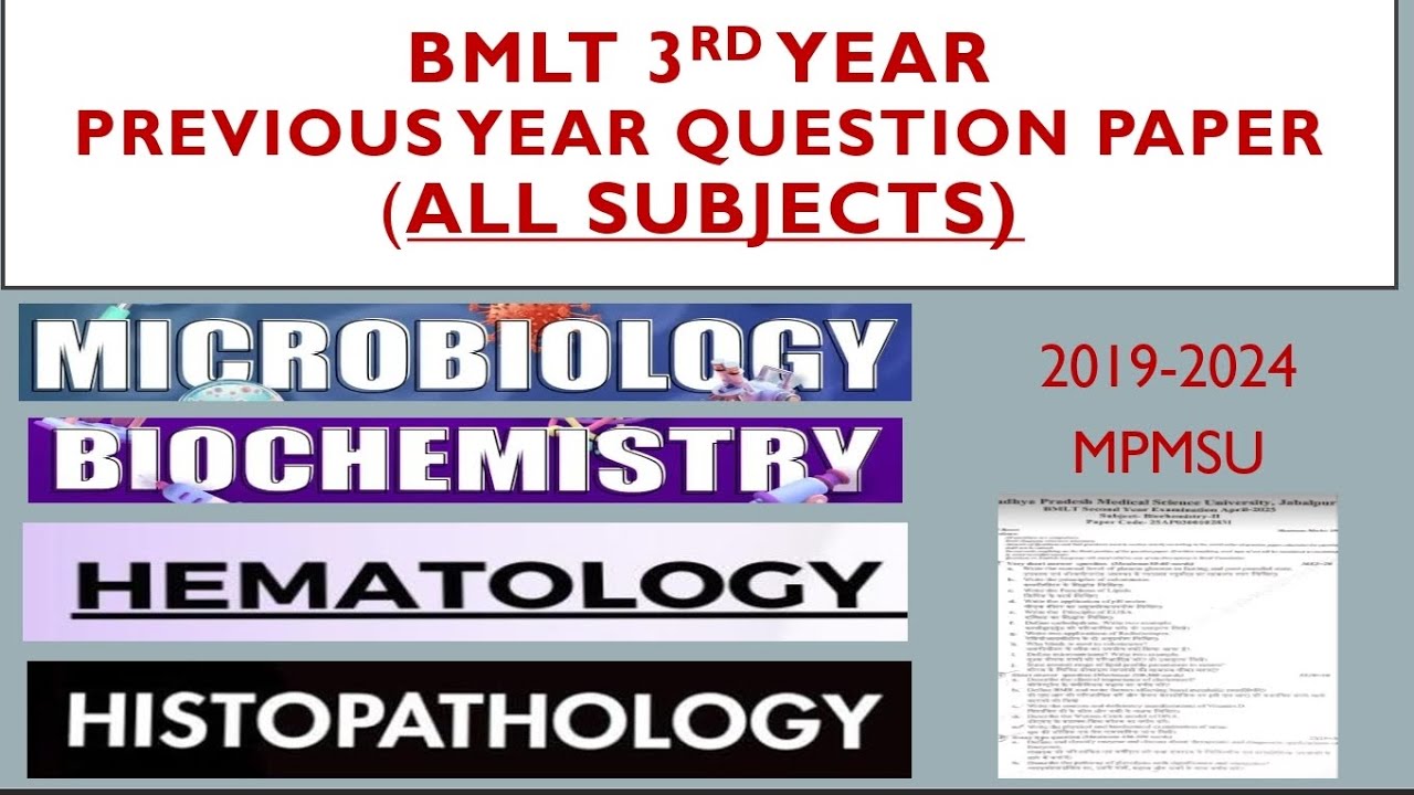 BMLT 3rd year || Previous year question paper || All subjects || #bmlt ...