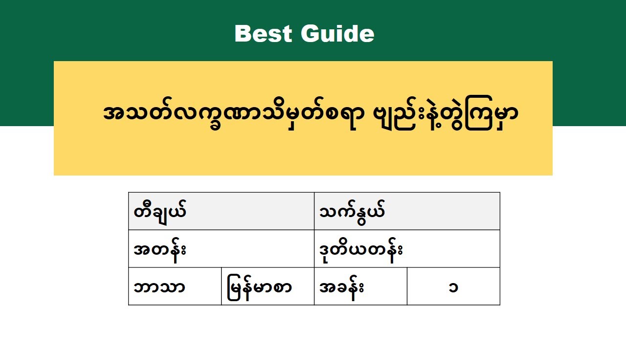 [BG] Grade 2 Myanmar - အသတ်လက္ခဏာသိမှတ်စရာ ဗျည်းနဲ့တွဲကြမှာ(၁) အပိုင်း ...