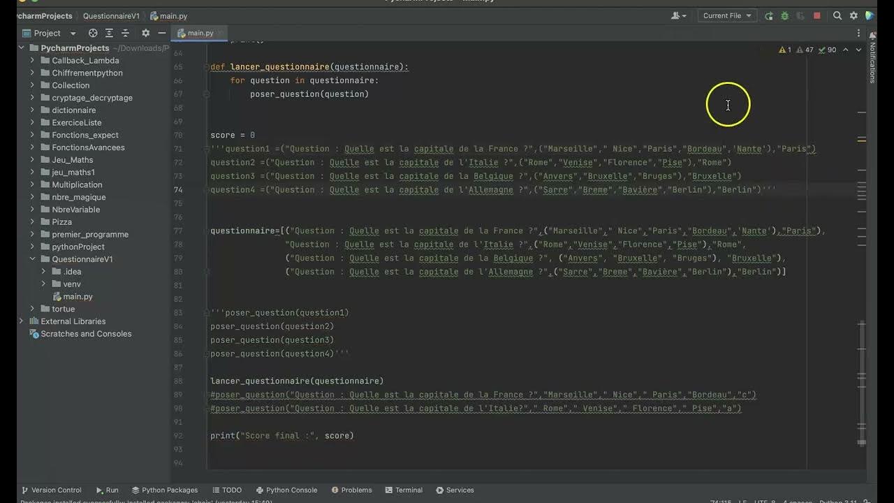Python section 13 13 6 La notion de questionnaire et conclusion - YouTube