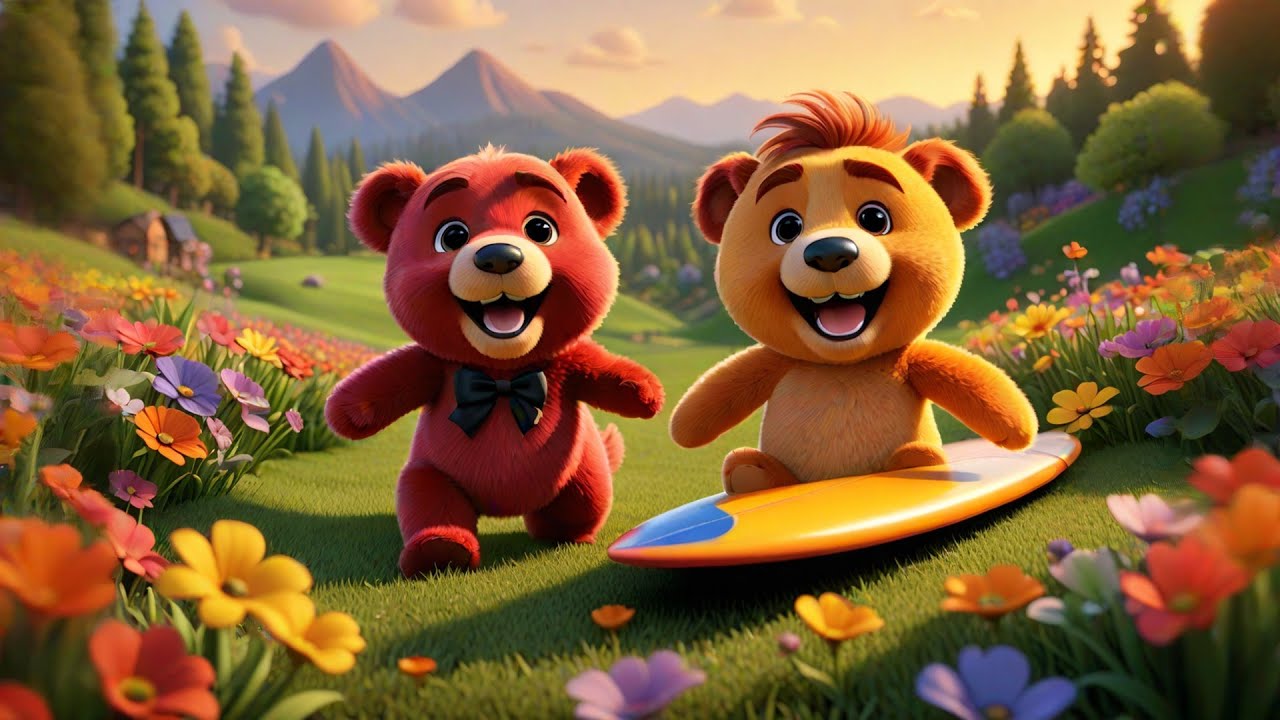Four Teddies Ride the Rainbow Slide | Fun Counting Song for Kids ...