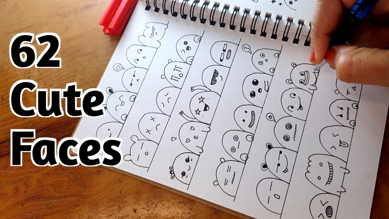 How To Doodle CUTE FACES 😍 || How To Draw CUTE FACES - YouTube