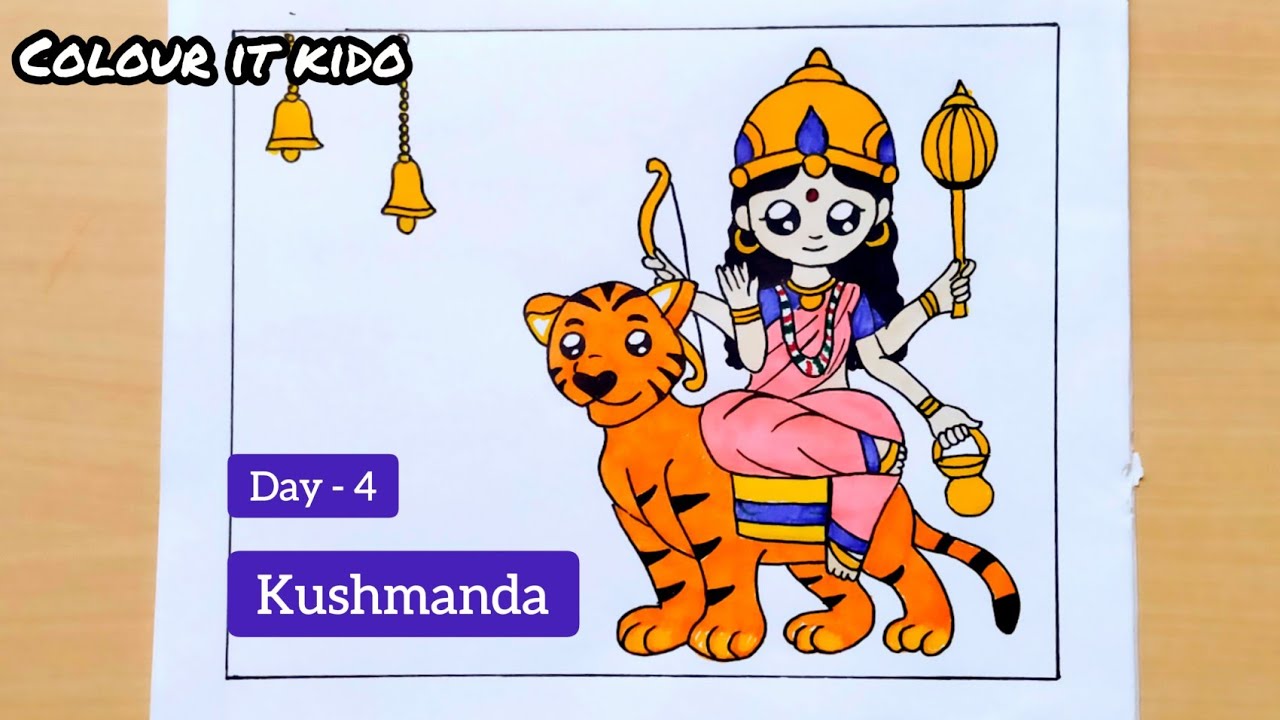 Kushmanda Mata Drawing | Maa kushmanda Drawing | Devi kushmanda Drawing ...