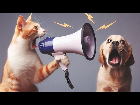 video kucing lucu marah ke anjing,kucing lagi mukul anjing,kucing ...