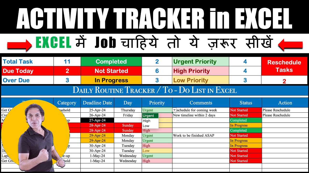 Daily Routine Tracker or To Do List in Excel 2024 Hindi / How To Make A ...