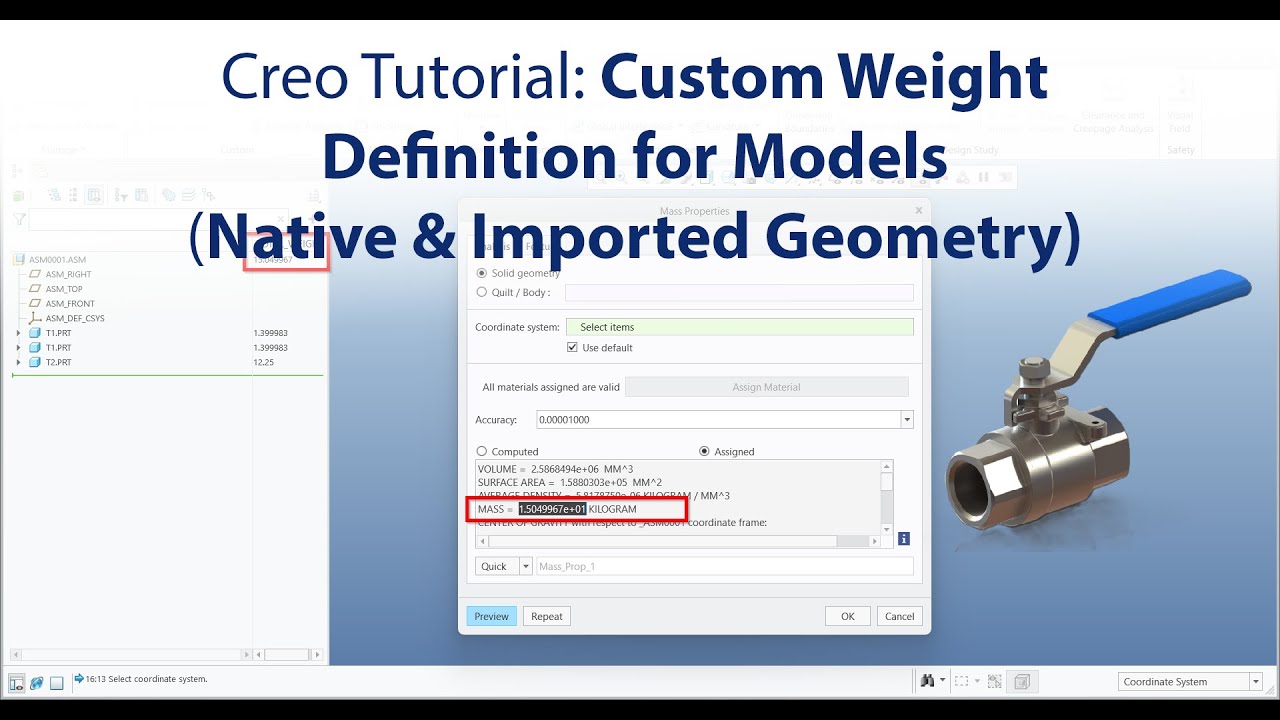 Creo Tutorial: Custom Weight Definition for Models (Native & Imported ...