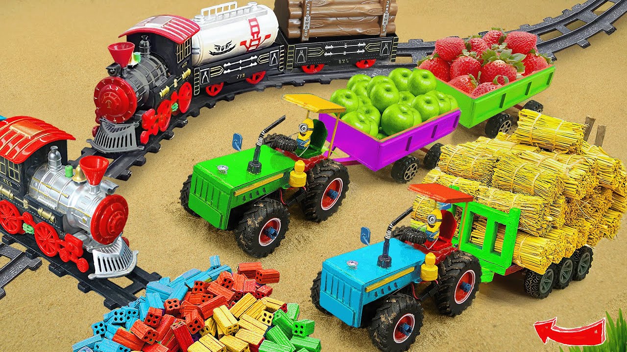 Diy tractor making bulldozer repair train railway | make roads to help ...