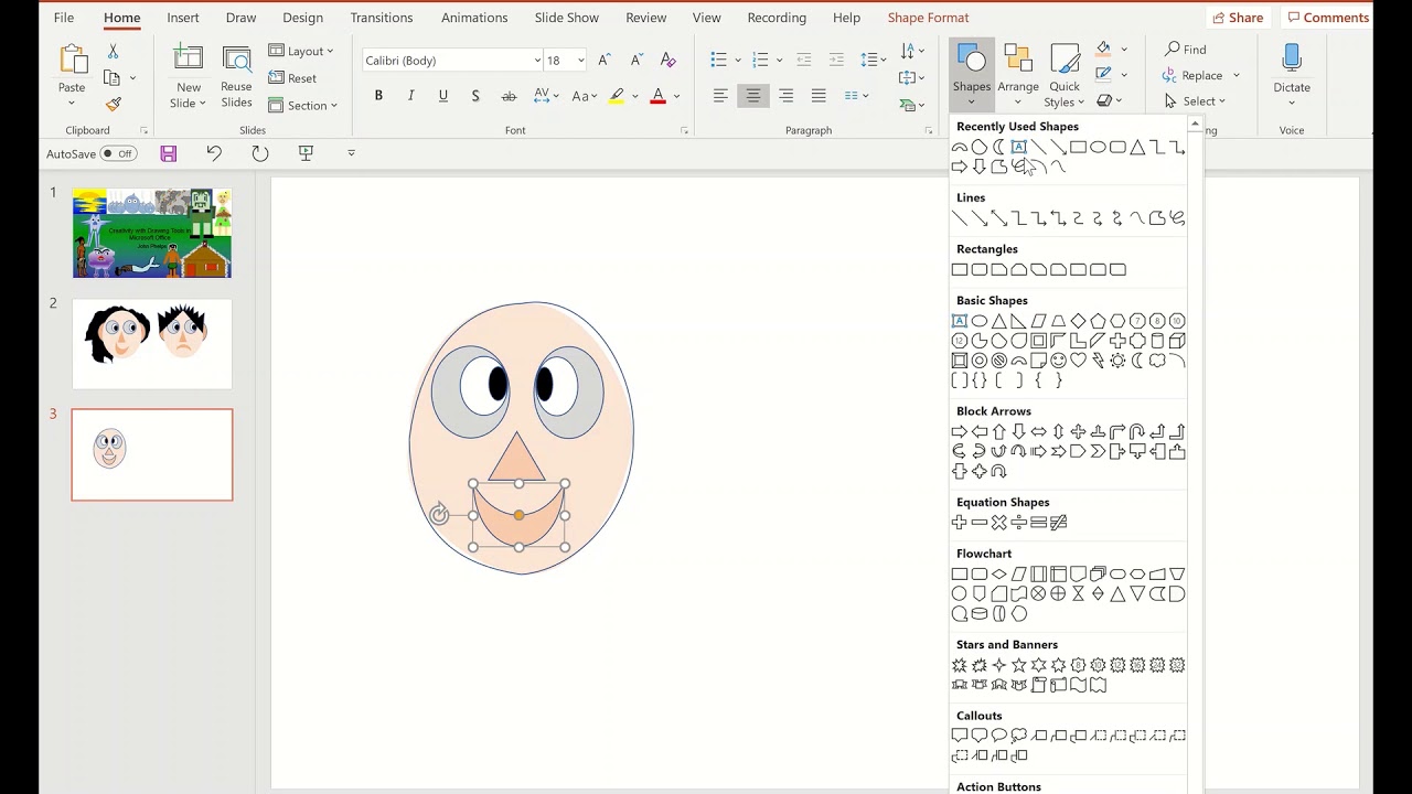 Drawing with Microsoft shapes - YouTube