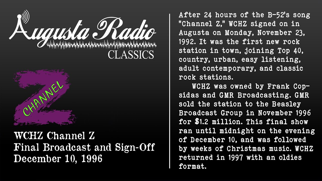 WCHZ Channel Z 95.1 - The Final Broadcast (December 10, 1996) - YouTube