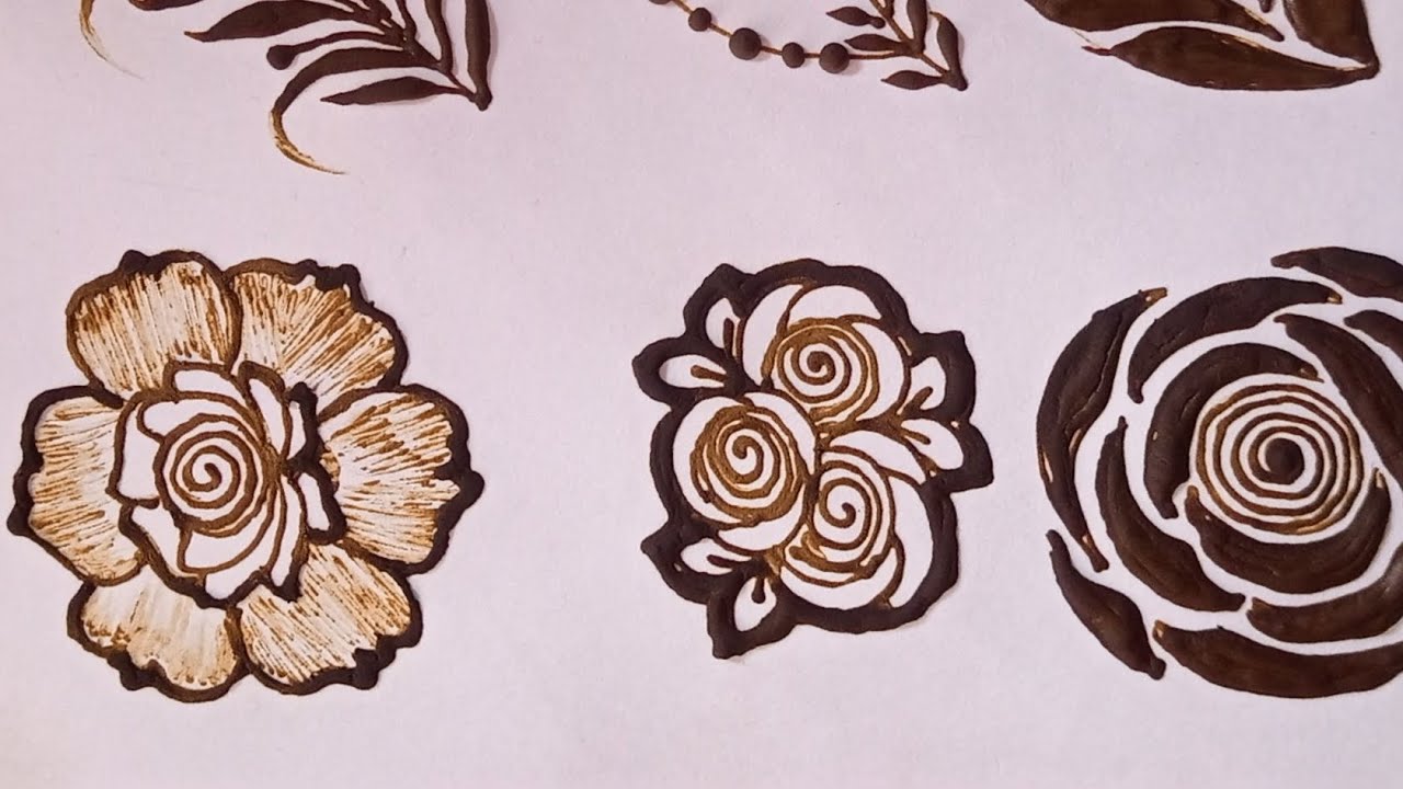 How to draw: Different types of henna flowers | Beautiful mehndi ...