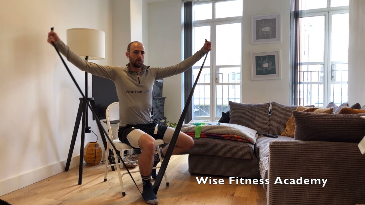 Banded shoulder (lateral) raise - seated resistance band exercises ...