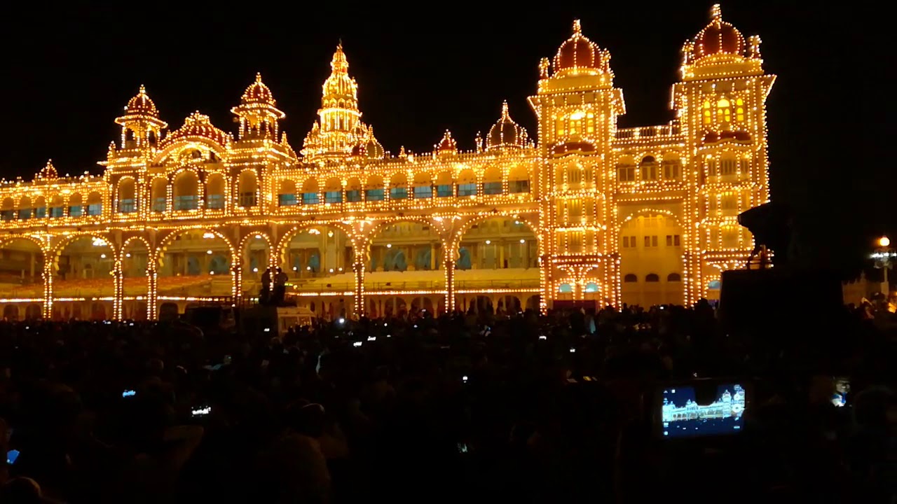 Mysore palace night view - YouTube