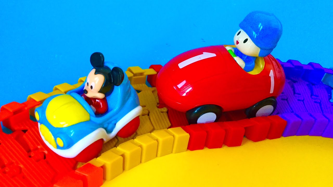 Pocoyo Race Track and Mickey Mouse - YouTube