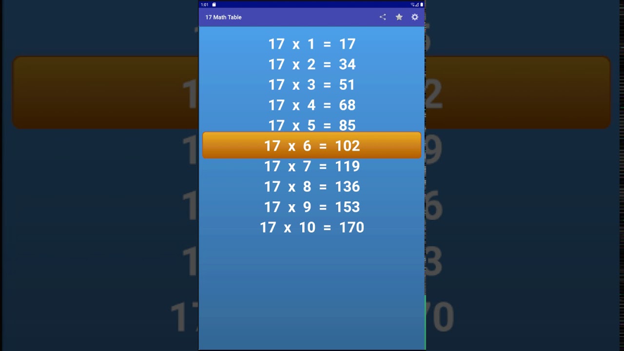 17 Math Table 17 1 za 17 - YouTube