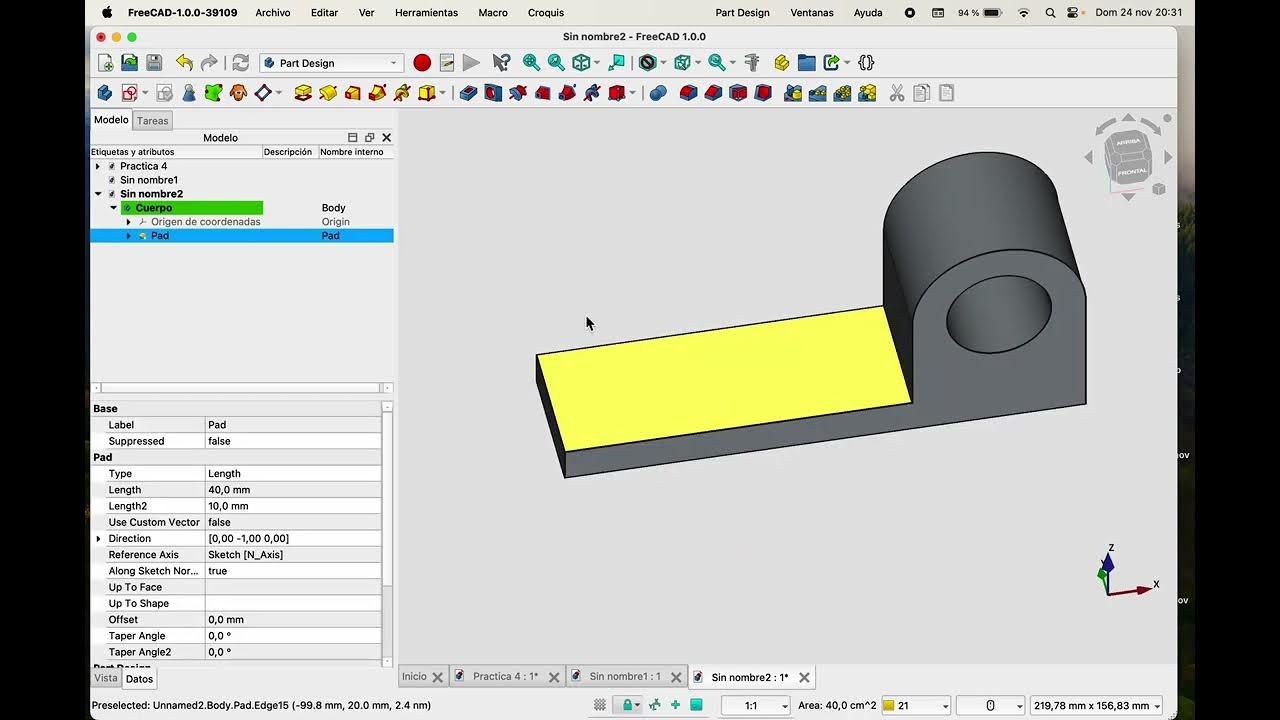 Practica 3 FreeCAD paso a paso - YouTube