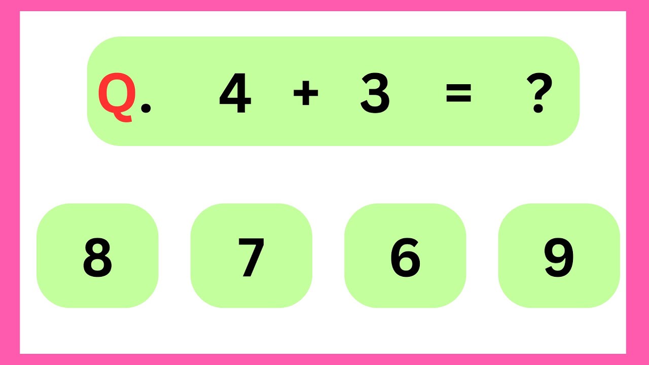 Addition Quiz For Grade 1 | Math Quiz for Kids | One Digit Addition ...
