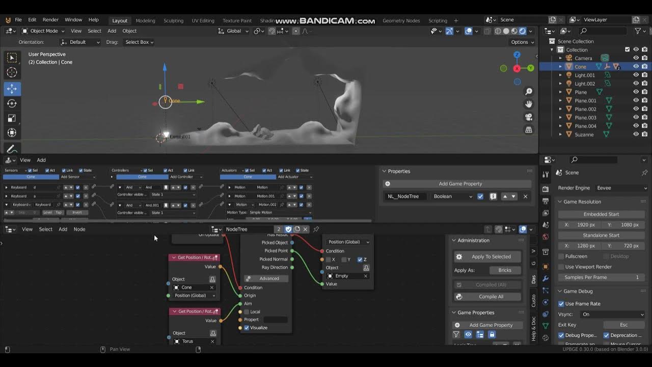 [UPBGE 3.0]Logic Node Editor (Ray ,Set Position )Part 2 - YouTube