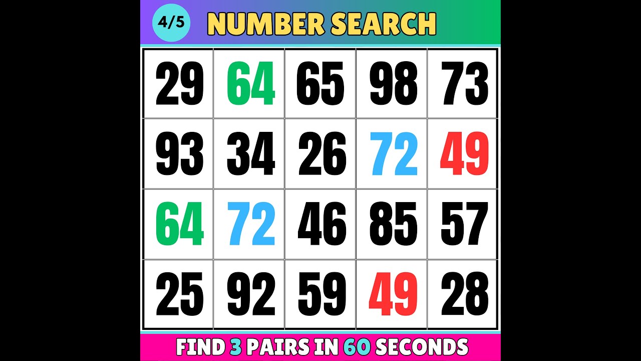 Ultimate Number Search Challenge! 🧠 Can You Find All the Hidden Numbers ...