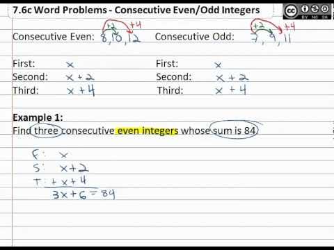 7.6c - Consecutive Even/Odd Integers - YouTube
