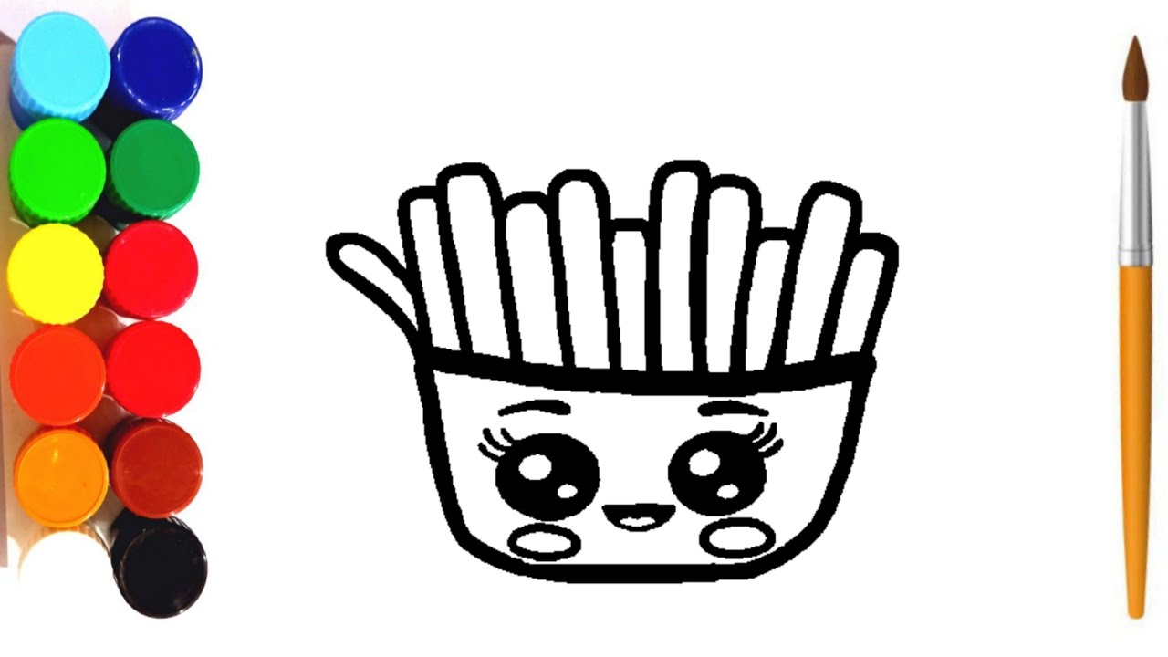 How to Draw French Fries For Kids Step by Step and Coloring | French ...