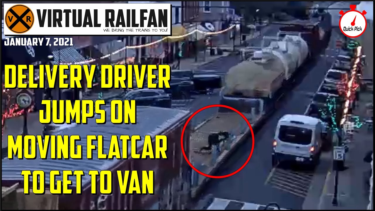 DELIVERY DRIVER JUMPS ON A MOVING FLATCAR TO GET TO HIS VAN!!! VIRTUAL ...