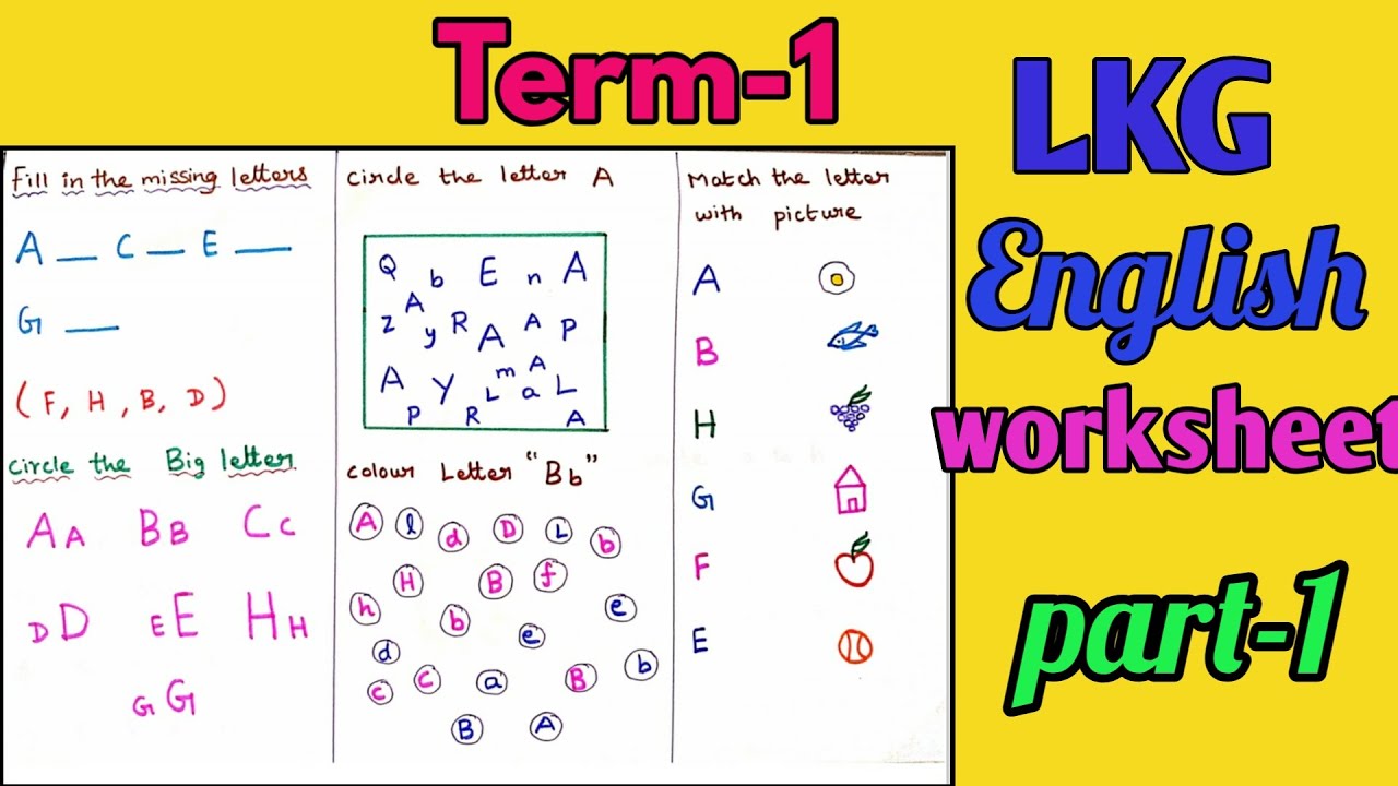 LKG english worksheet part 1|kindergarten worksheet|Lkg online class ...