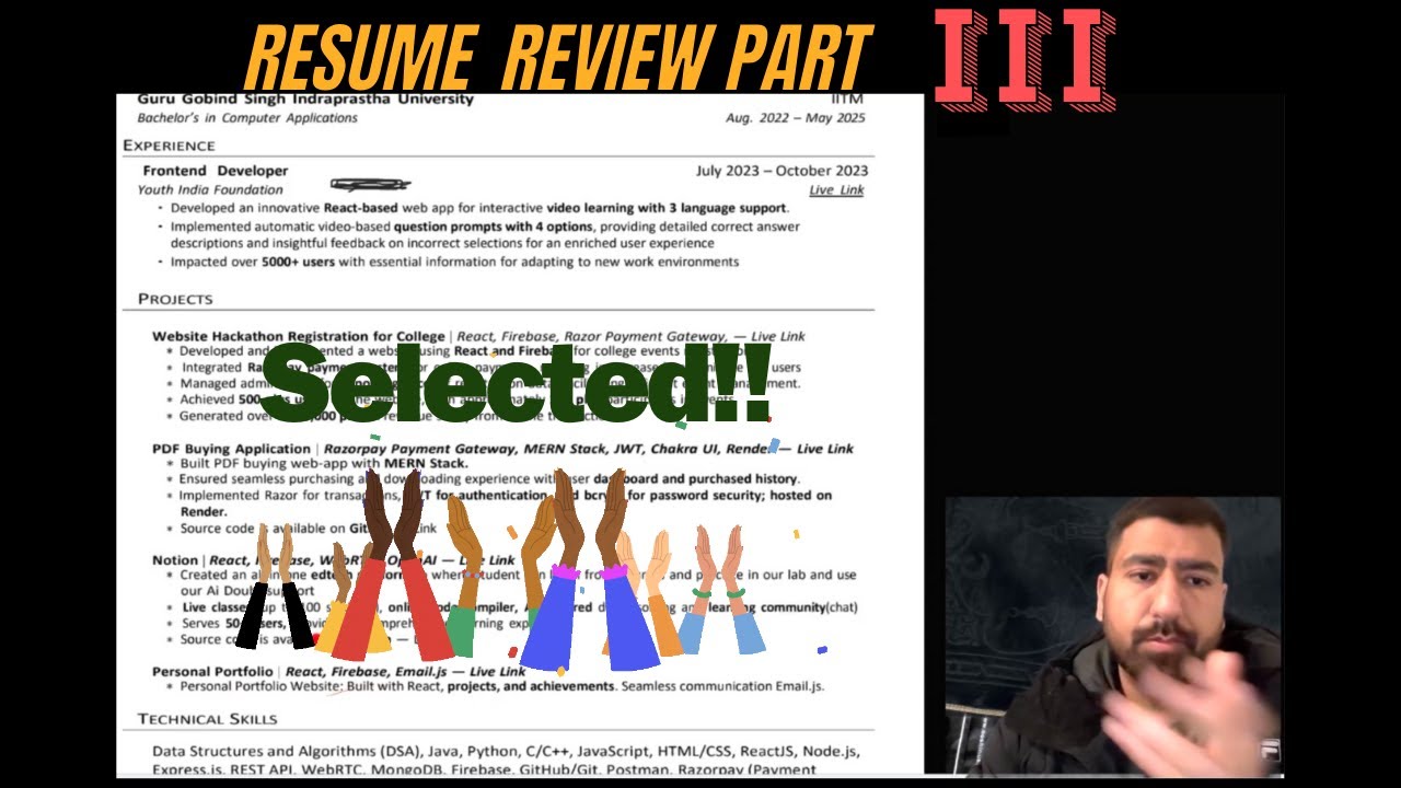 Resume Roast Part III 🔥🔥 | Selected?? 🤦‍♂️🤦‍♂️ #nodejs #javascript #resume #roast - YouTube