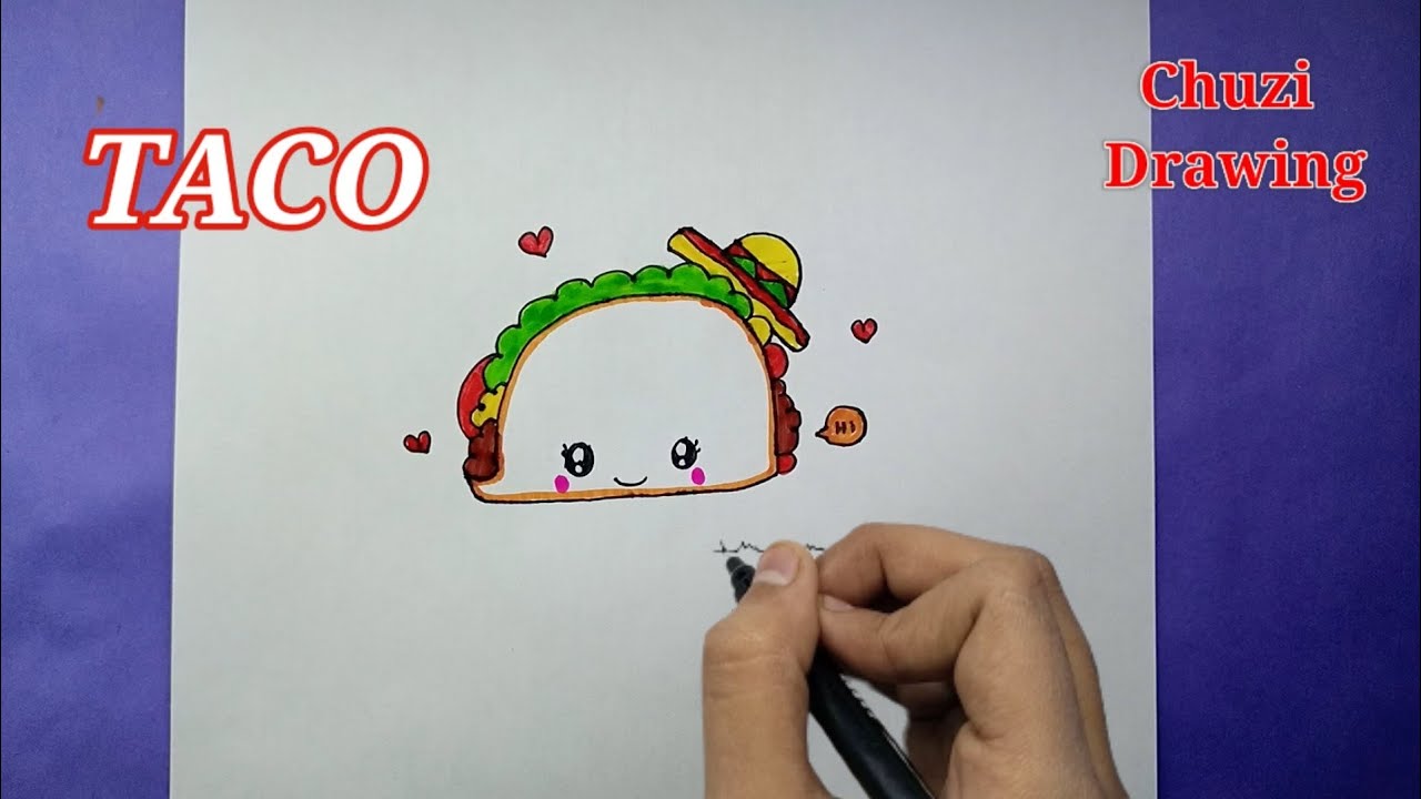 Cute Taco Drawing for Beginners || How to Draw a Cute Taco - Easy ...