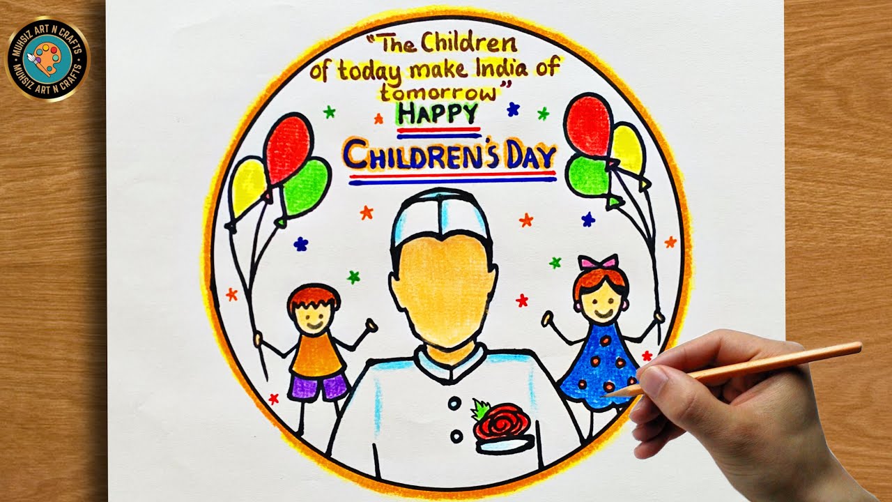 Children‘s day drawing easy 2024👍| Happy Childrens day poster drawing ...
