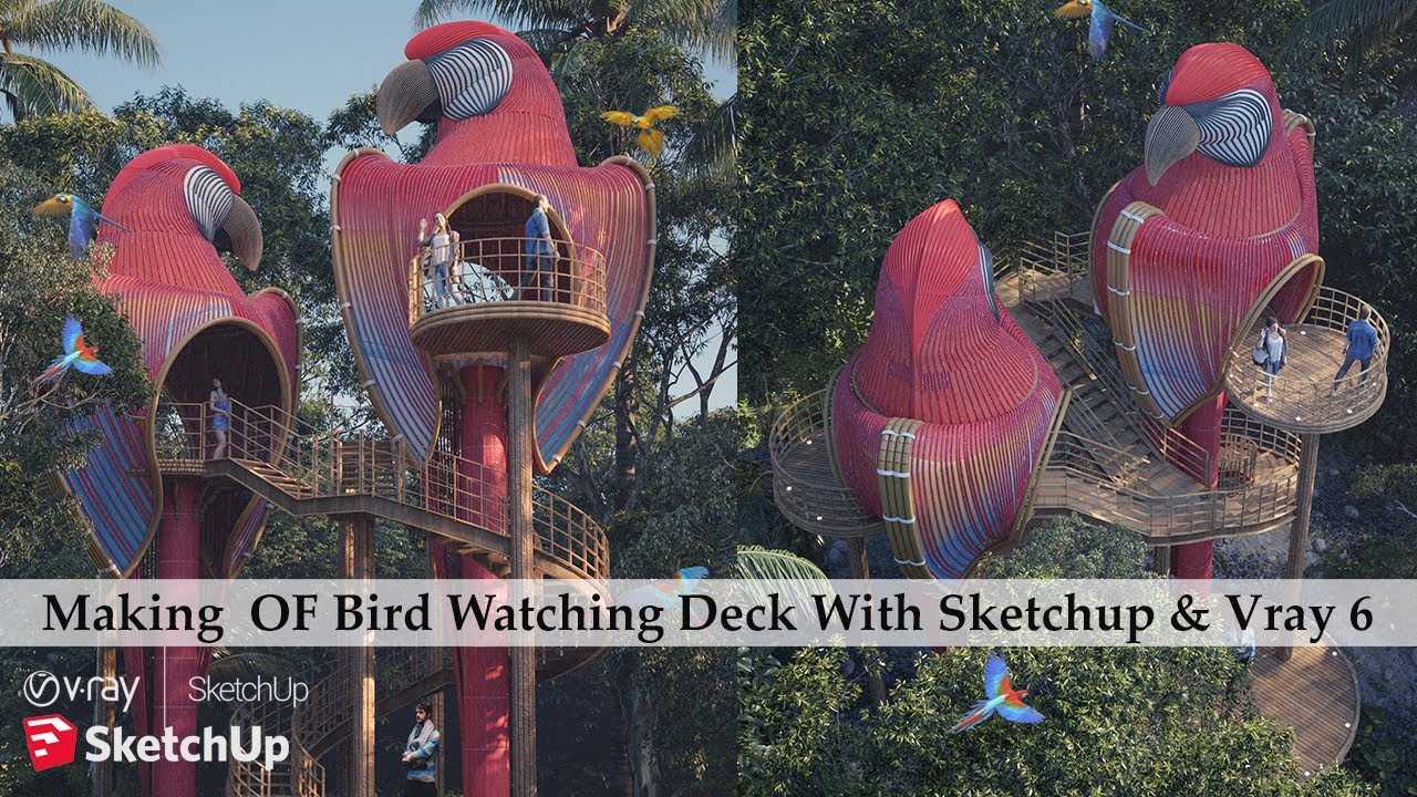 Making Of Bird Watching Deck With Sketchup & Vray 6 - YouTube