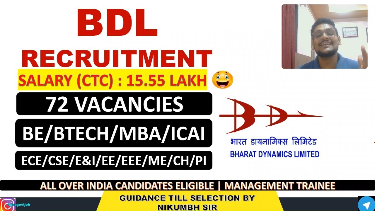 BDL MANAGEMENT TRAINEE RECRUITMENT 2026 | LATEST PSU JOBS WITHOUT GATE ...