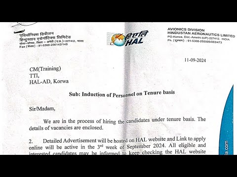 Hal korwa vacancy 2024,Hindustan aeronautics limited recruitment 2024 ...