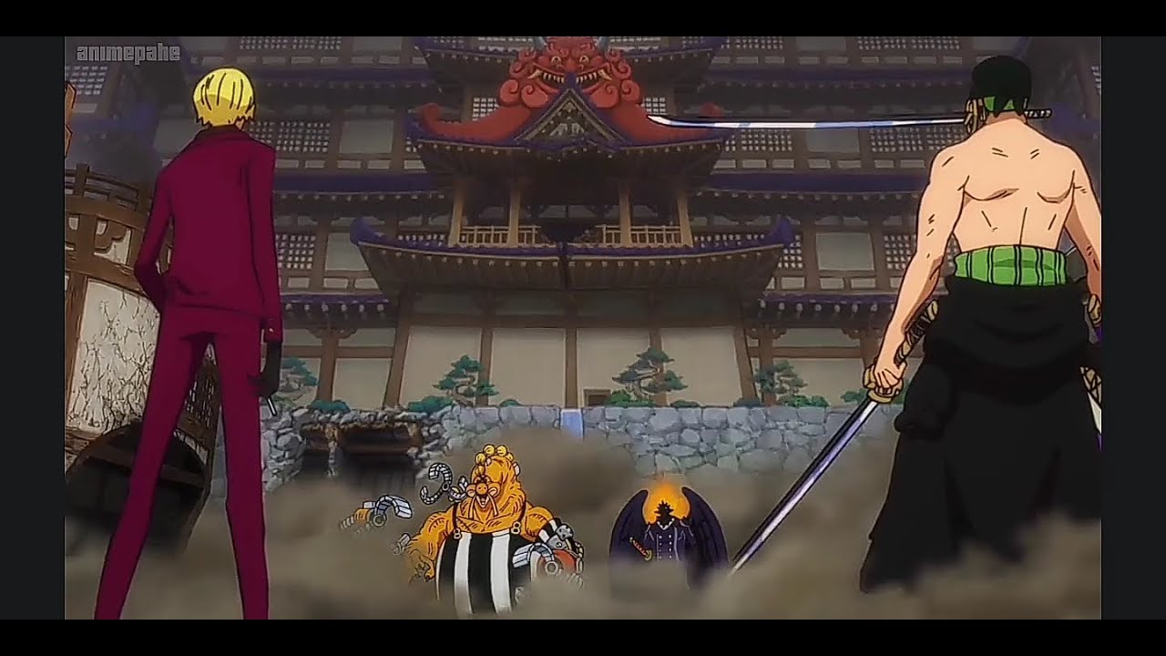 One Piece episode 1046 | Zoro and Sanji VS King and Queen - YouTube