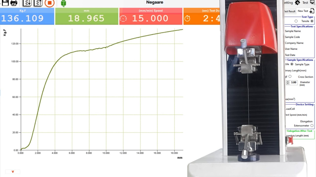 Tensile testing of the rod - YouTube