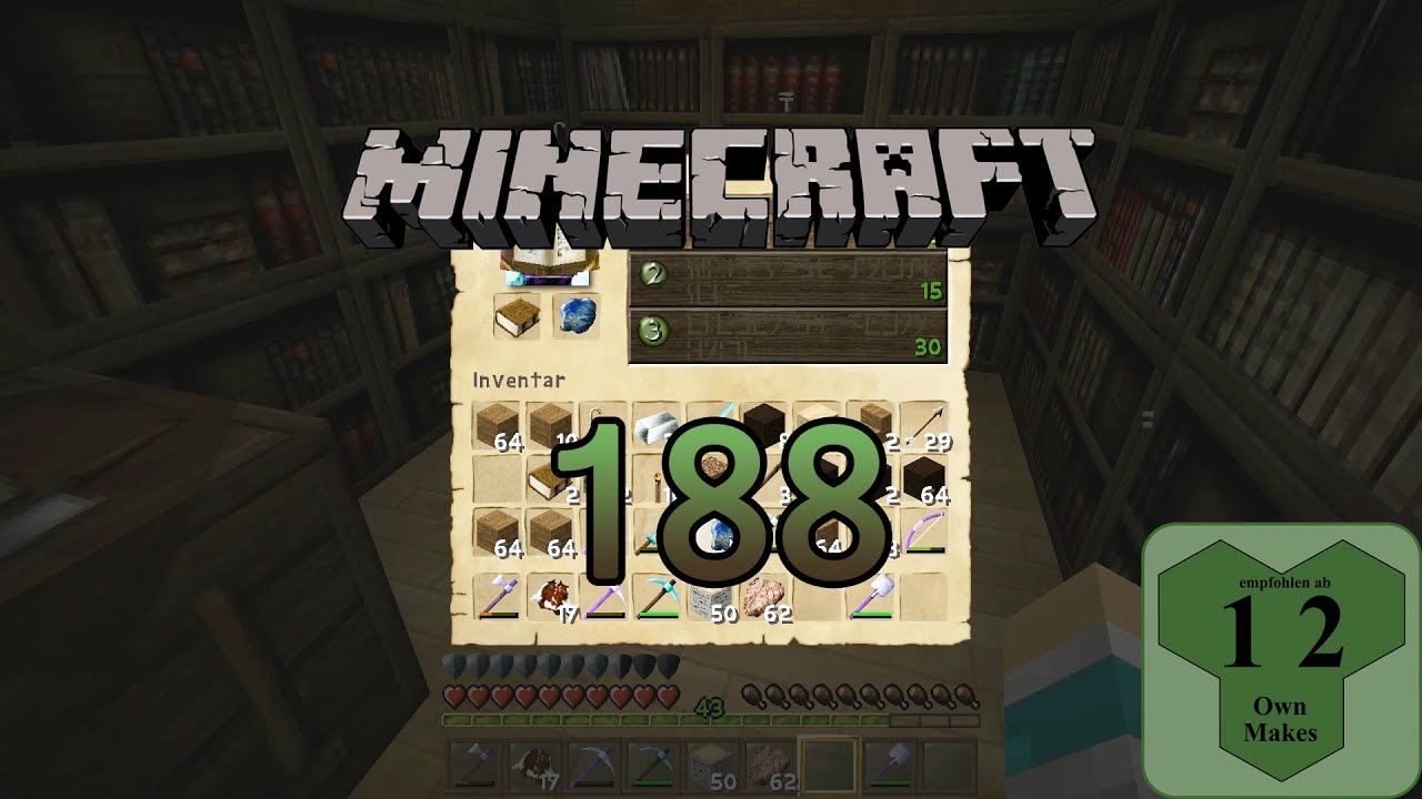 Let's Game - Minecraft ~ 188 ~ Bookis Upgrading - IK [DE] [HD+] - YouTube