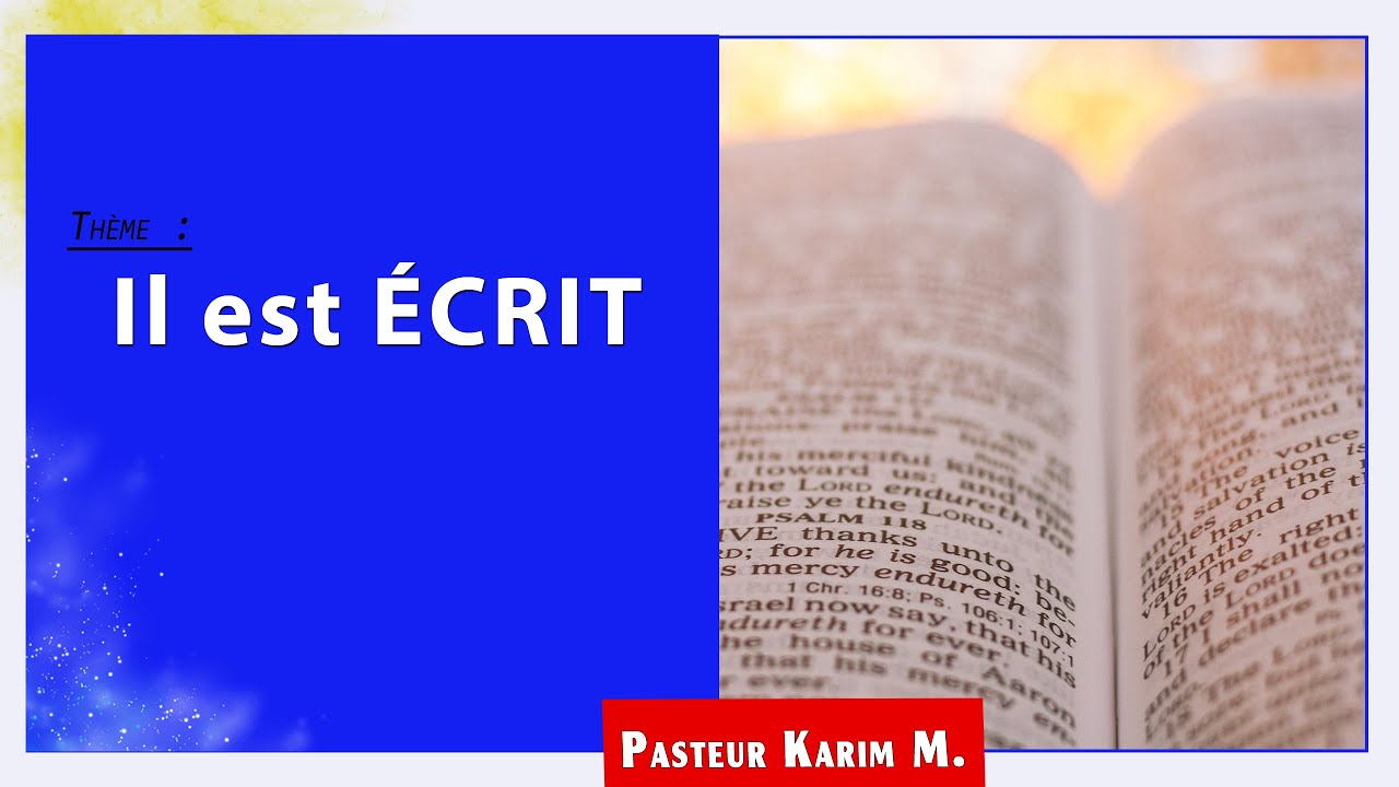 Il est ÉCRIT | Culte en ligne du 27 aout 2023 - YouTube