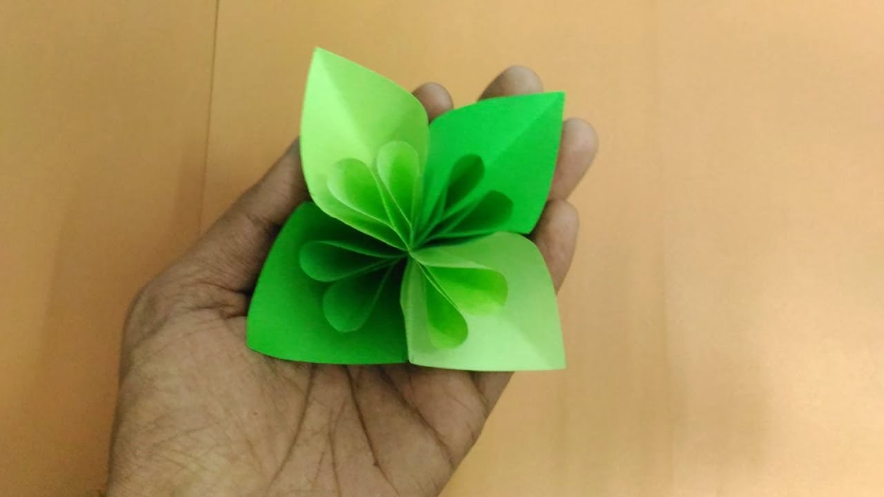How to make Green flower using origami paper..! - YouTube