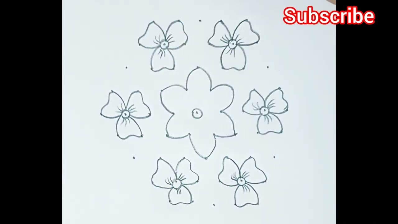 Beautiful kutty flower Rangoli designs 9x5 dot kolam - YouTube