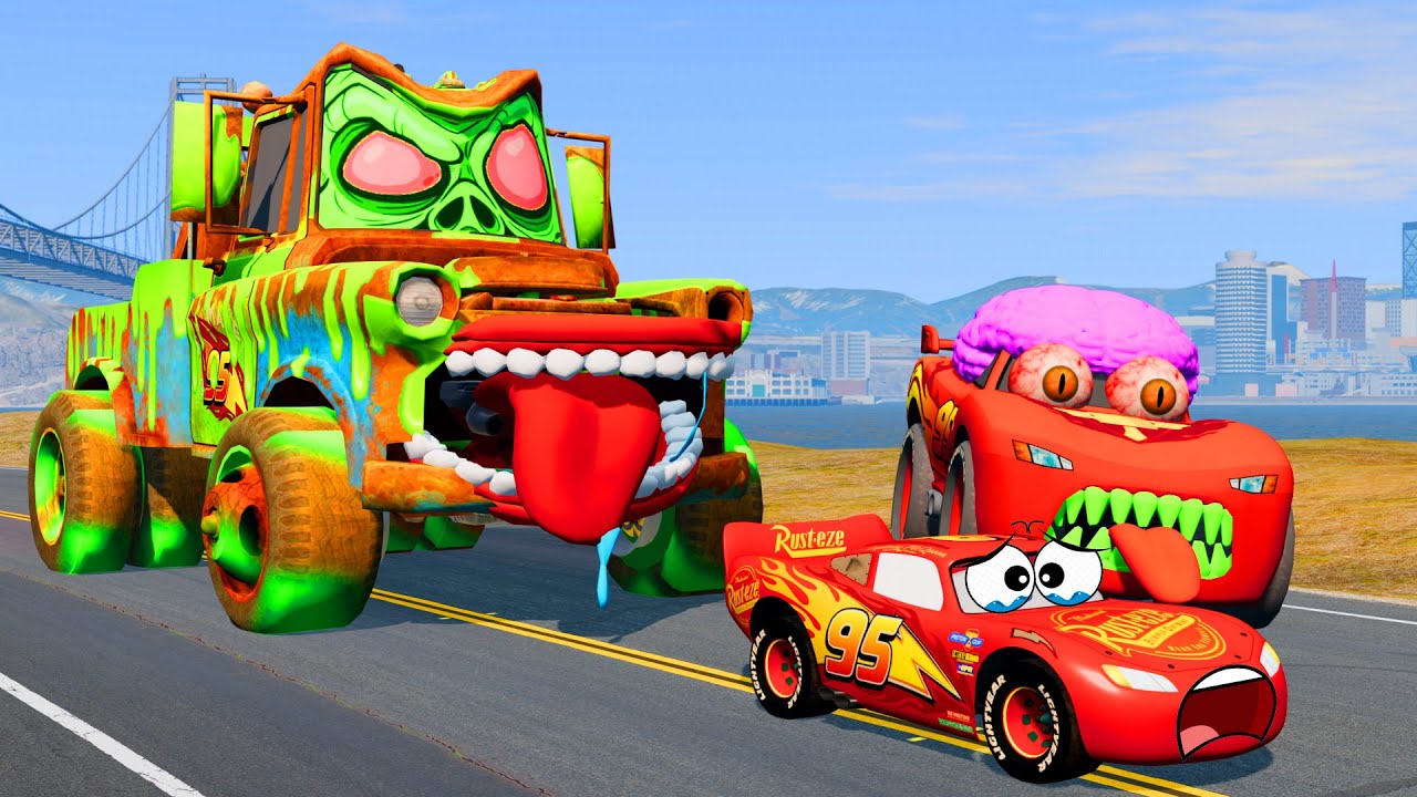 😱Giagantic MCQUEEN & MATER ZOMBIE 🆚 MCQUEEN | BeamNG Drive - YouTube