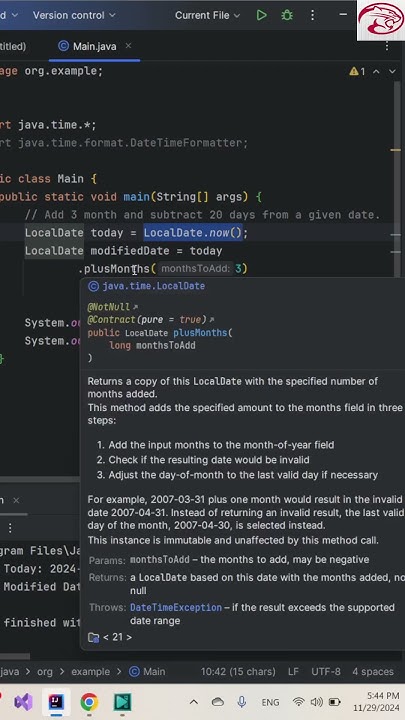 Add 3 month and subtract 20 days from a given date #java - YouTube