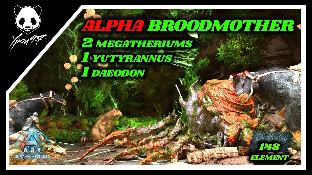 EASY ALPHA Broodmother Boss Fight - 2 MEGATHERIUMS - Official PVE | ARK ...