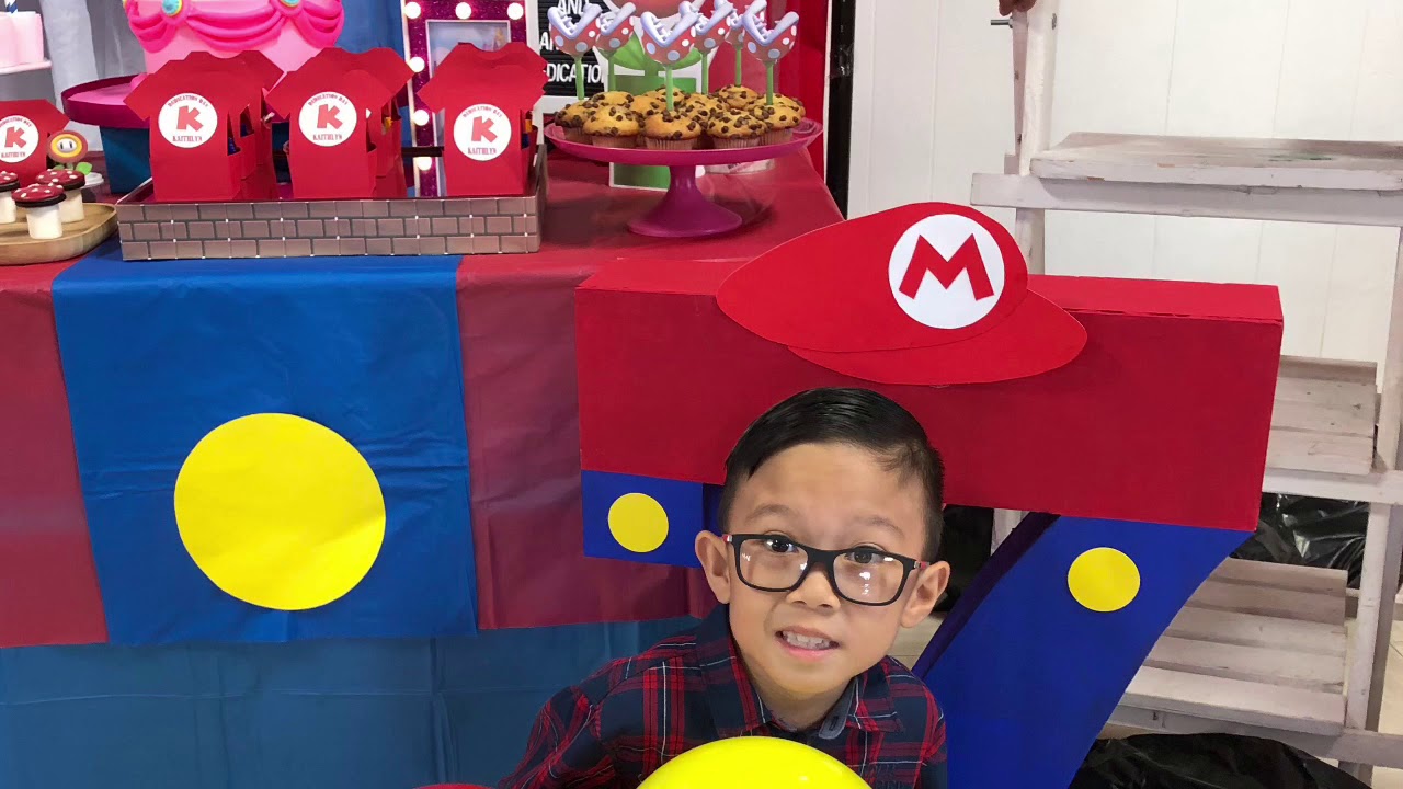 Super Mario Themed Backdrop And Candy Buffet - YouTube