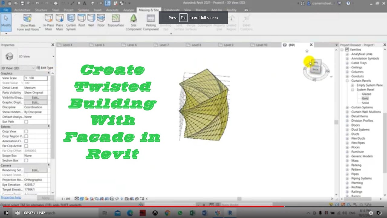 Create Twisted Building With Facade in Revit - YouTube