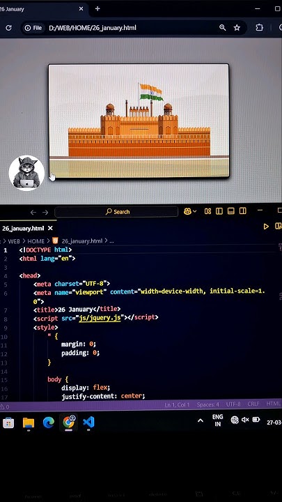 26th January Republic Day Animation: HTML & CSS Flag Delight! #india #rcb #shorts #trending #css ...