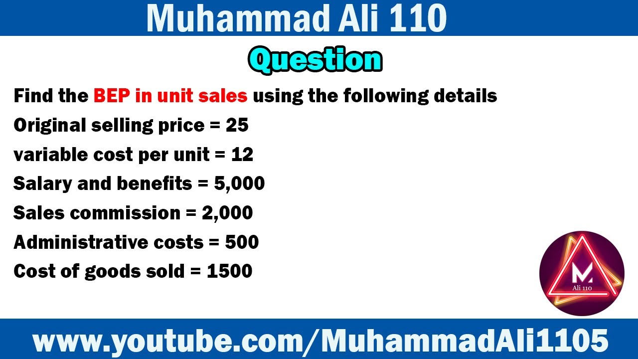 Find the BEP in unit sales using the following details Original selling ...